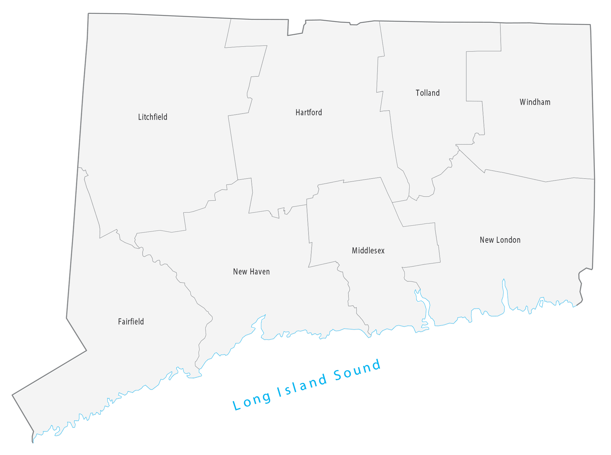 Connecticut County Map GLOSSY POSTER PICTURE PHOTO PRINT BANNER ...