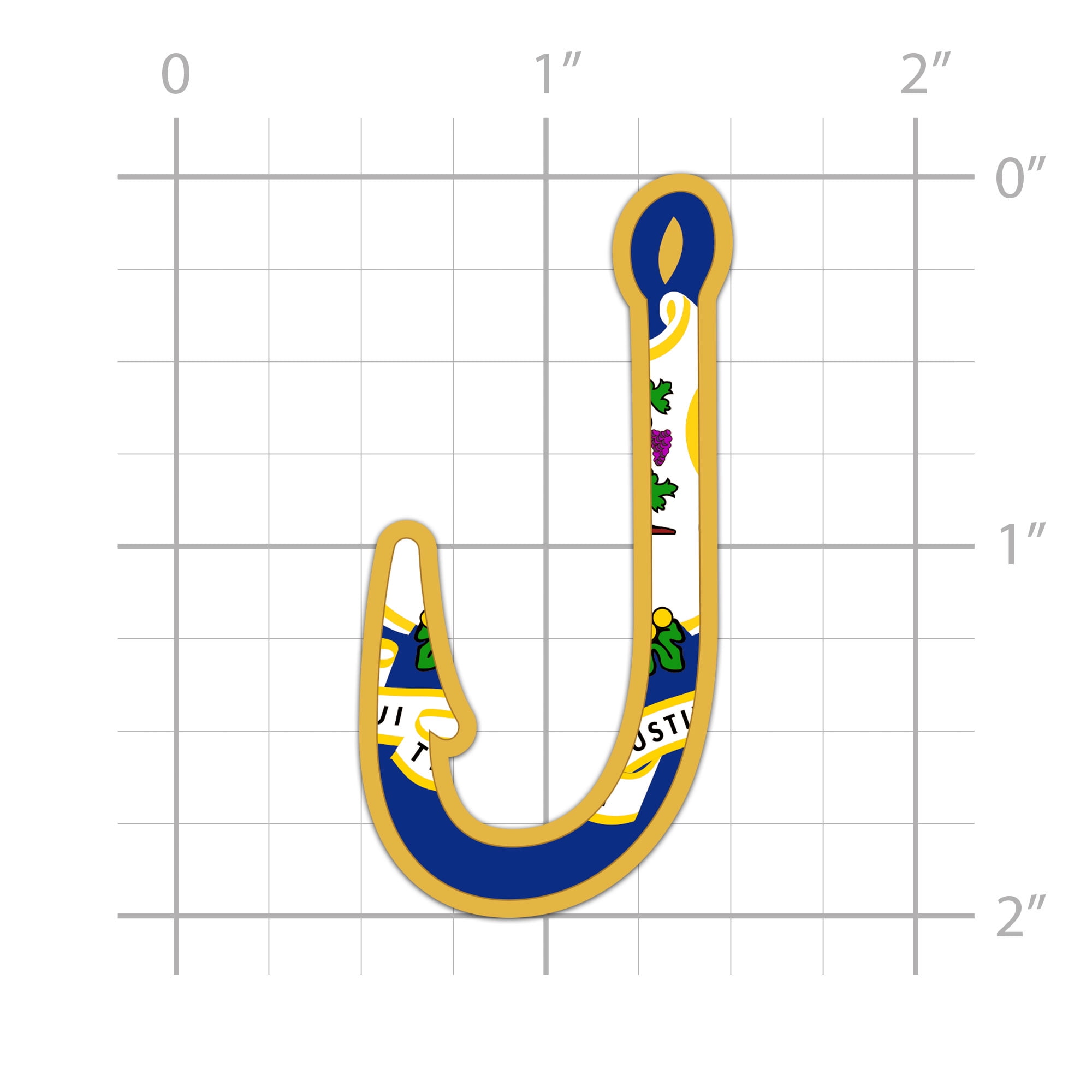 Connecticut Fish Hook Sticker for water bottle phone tumbler hard ...