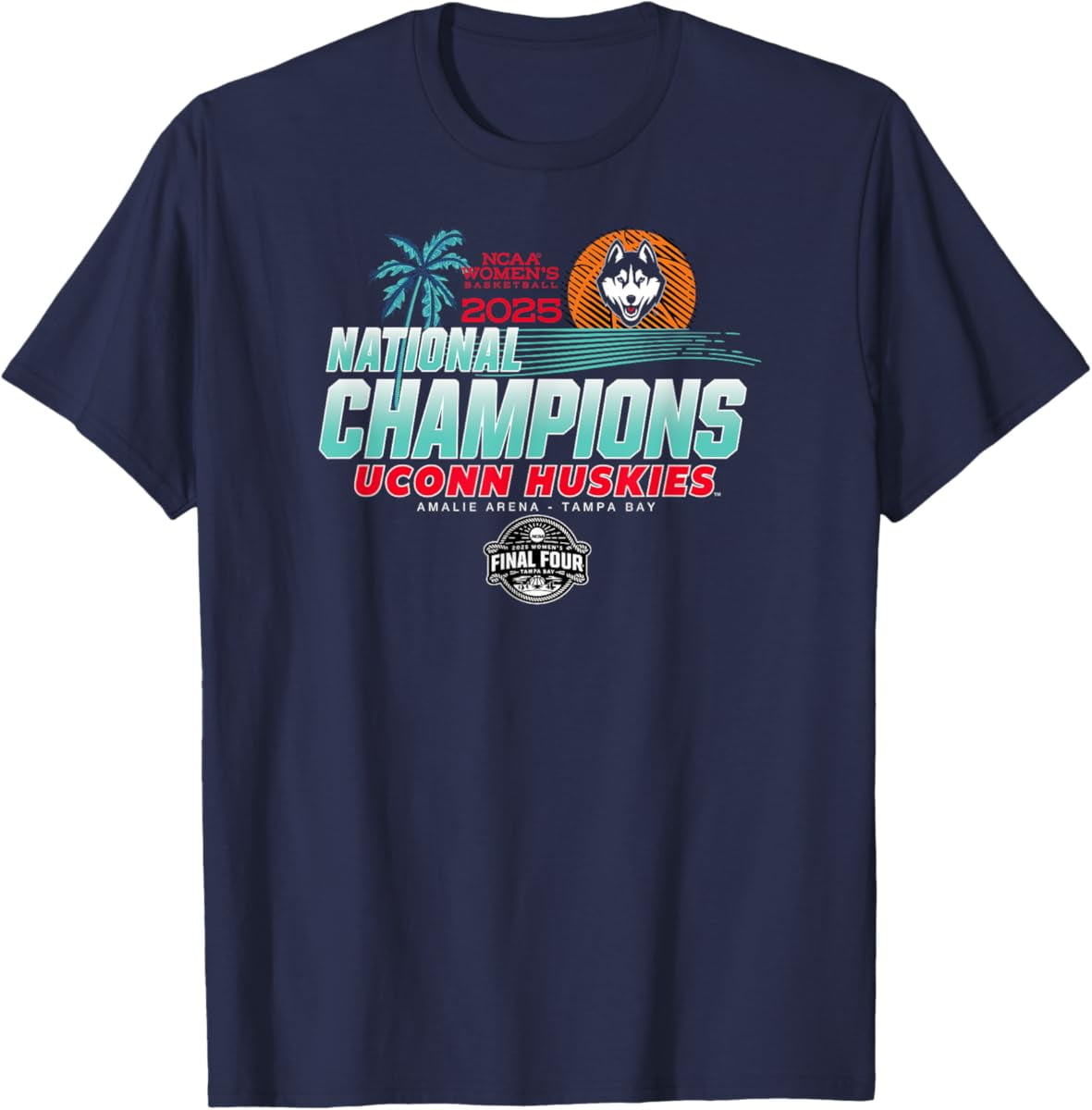 Connecticut Huskies National Champs 2025 W Basketball Beach T-Shirt ...