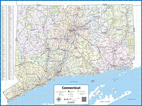 Connecticut Laminated Wall Map (34” wide x 25” high) - Walmart.com
