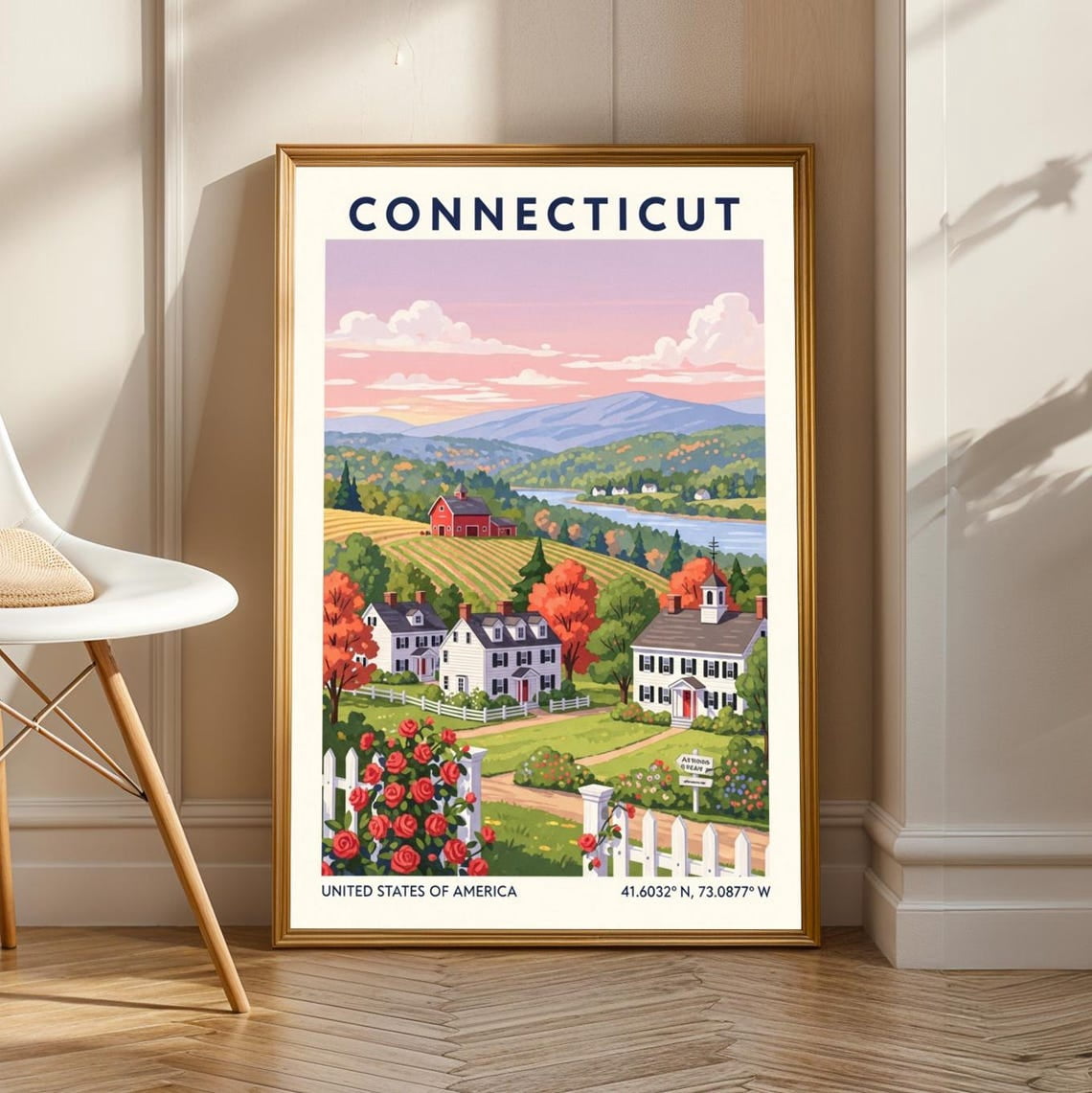 Connecticut Landscape Poster - Connecticut Wall Art - Us State Poster ...