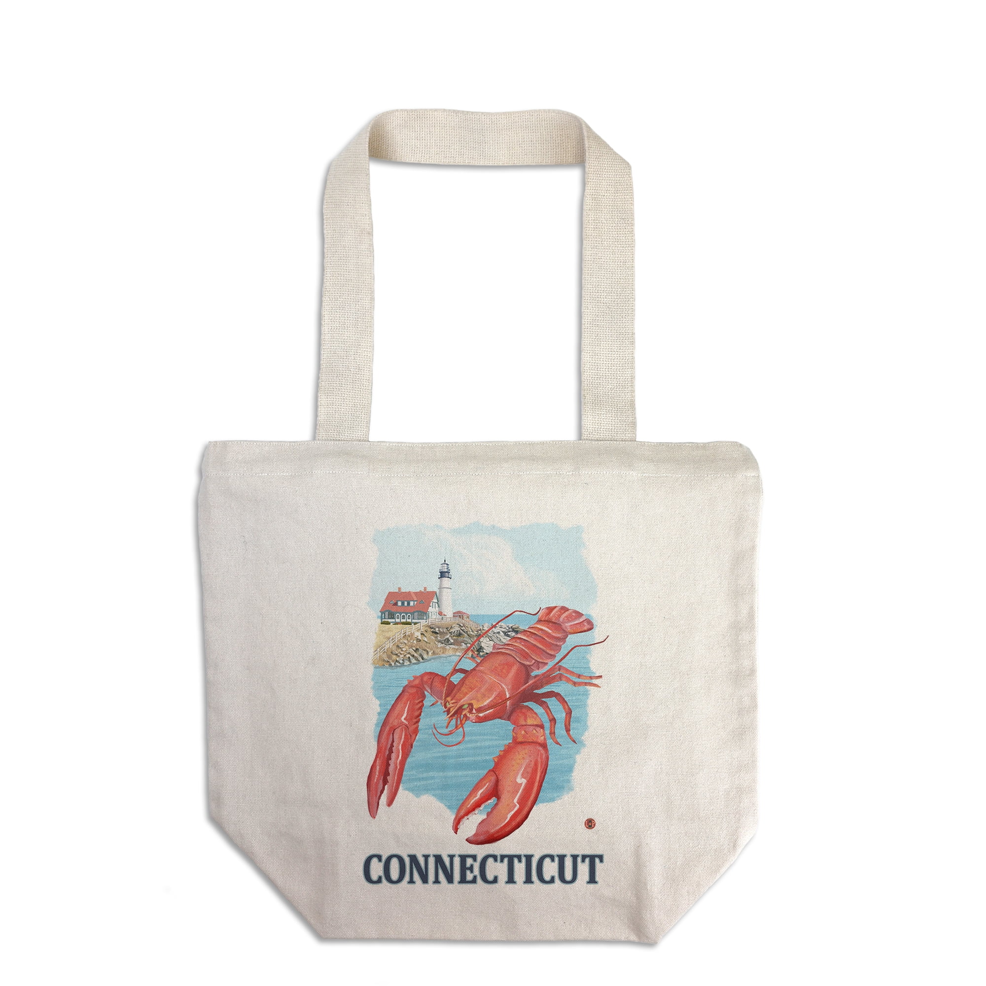 Connecticut, Lobster and Lighthouse (100% Cotton Canvas Reusable Tote ...