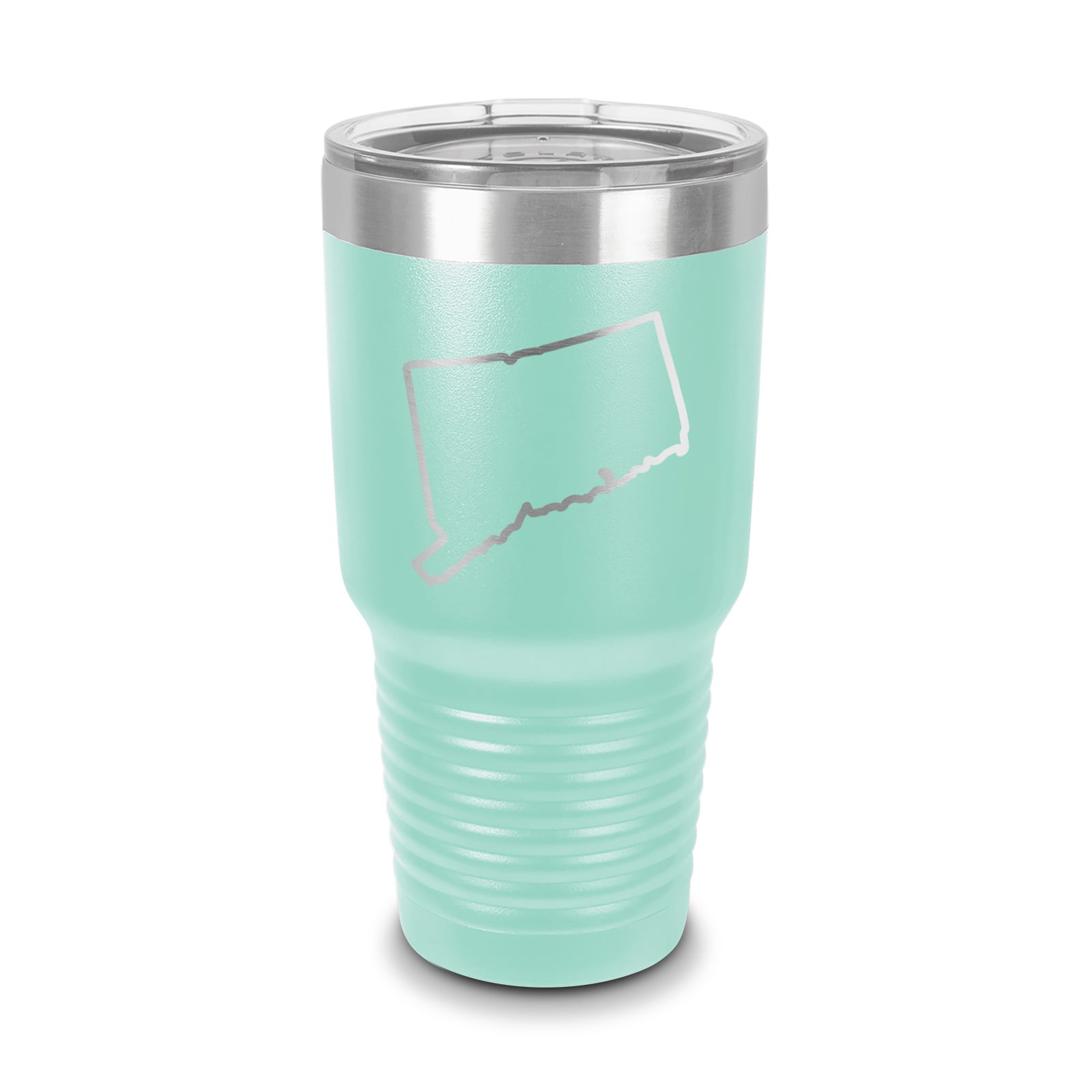 Connecticut Outline Tumbler 30 oz - Laser Engraved w/ Clear Lid ...