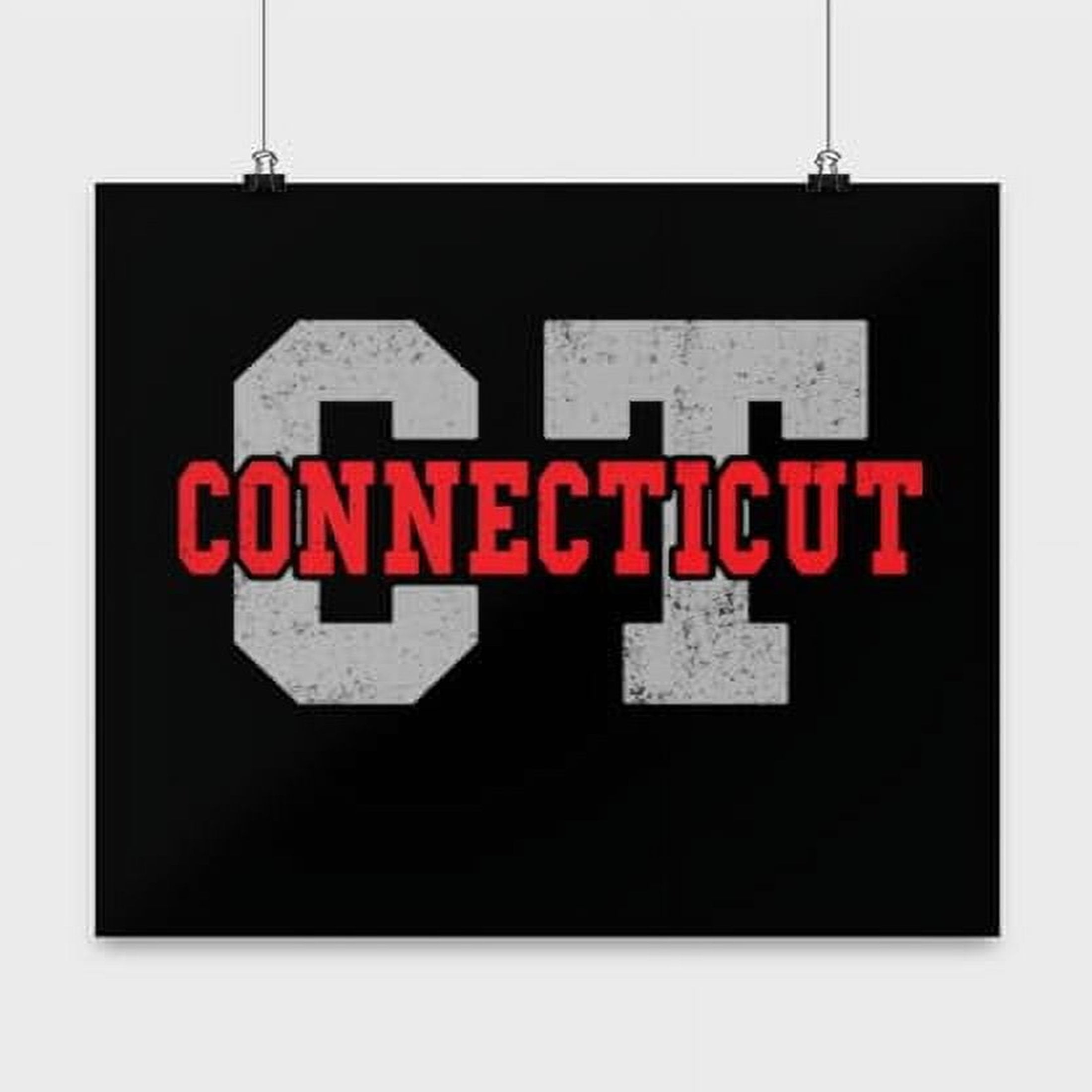 Connecticut Poster, CT State, USA Wall Art Gift, Black 13x13in Poster ...