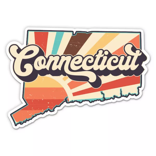 Connecticut Retro Style State Sticker Phone Decal Water Bottle Stickers ...