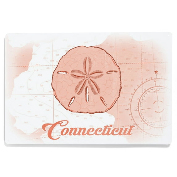 Connecticut, Sand Dollar, Coral, Coastal Icon (12x18 Aluminum Art ...