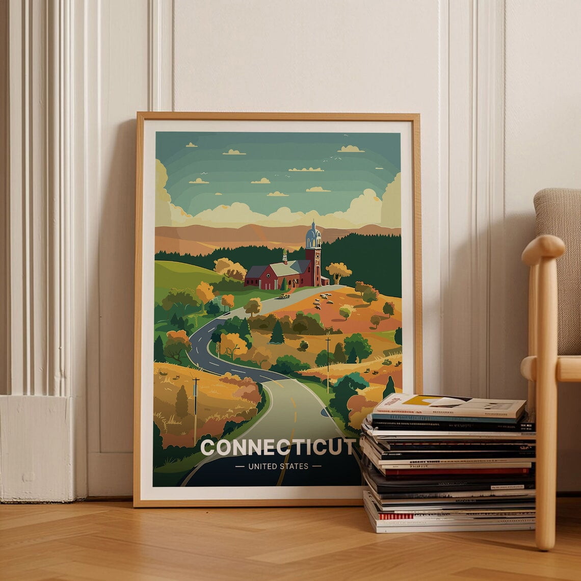 Connecticut Scenic Landmarks Poster, Travel-Inspired Wall Art, Home ...