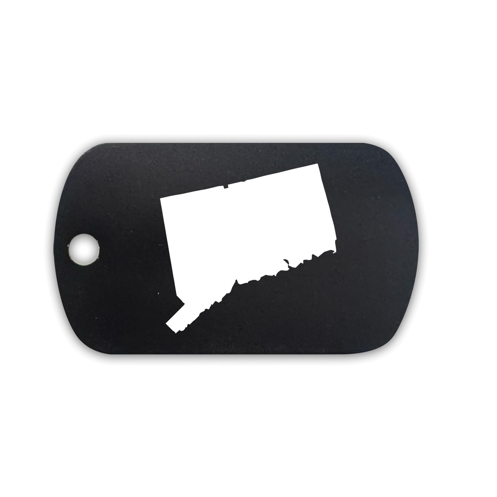 Connecticut Shaped GI Dog Tag Aluminum Keychain ct - Black - Walmart.com