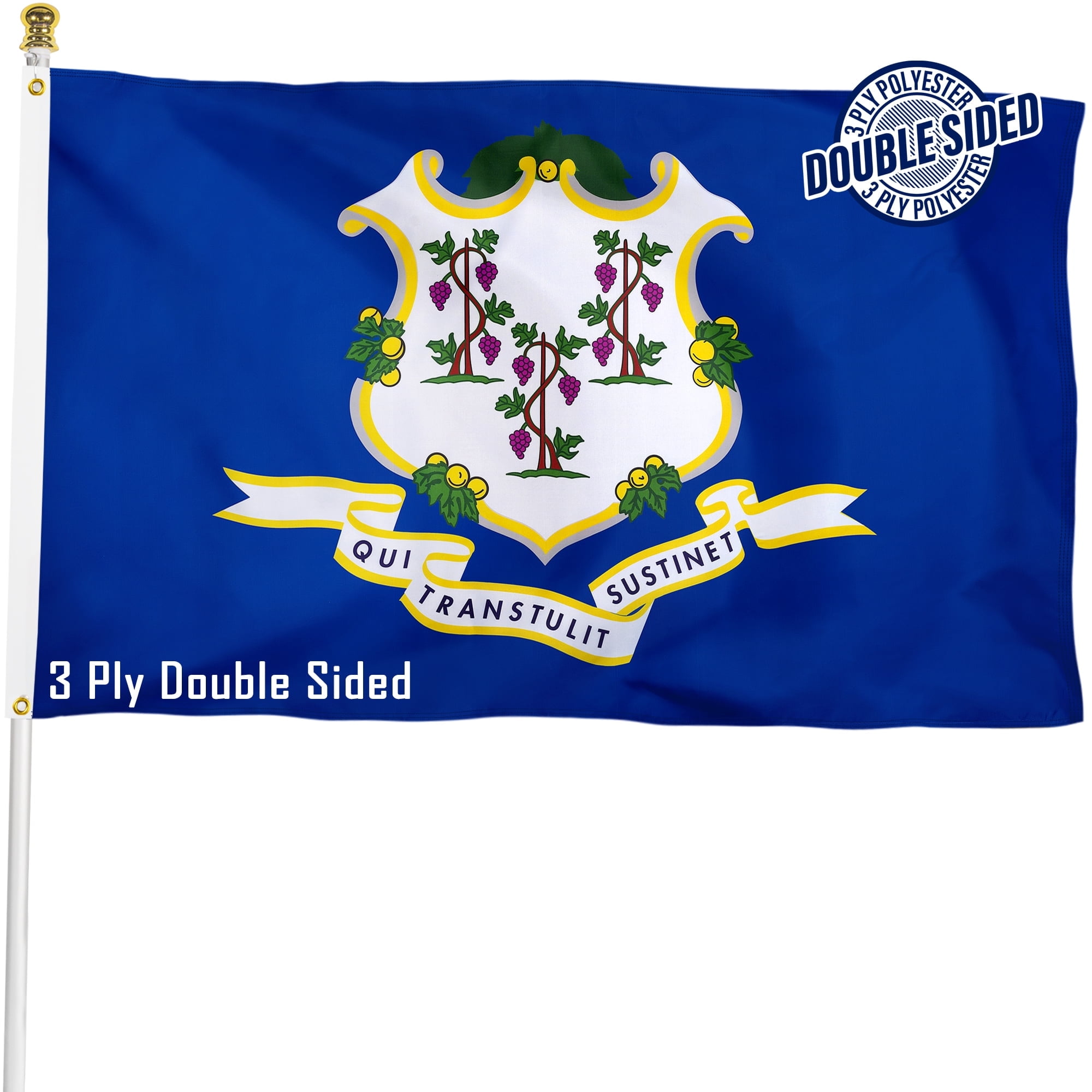 Connecticut State Flag Double Sided 3x5 ft, 3 Ply Polyester CT Flag ...