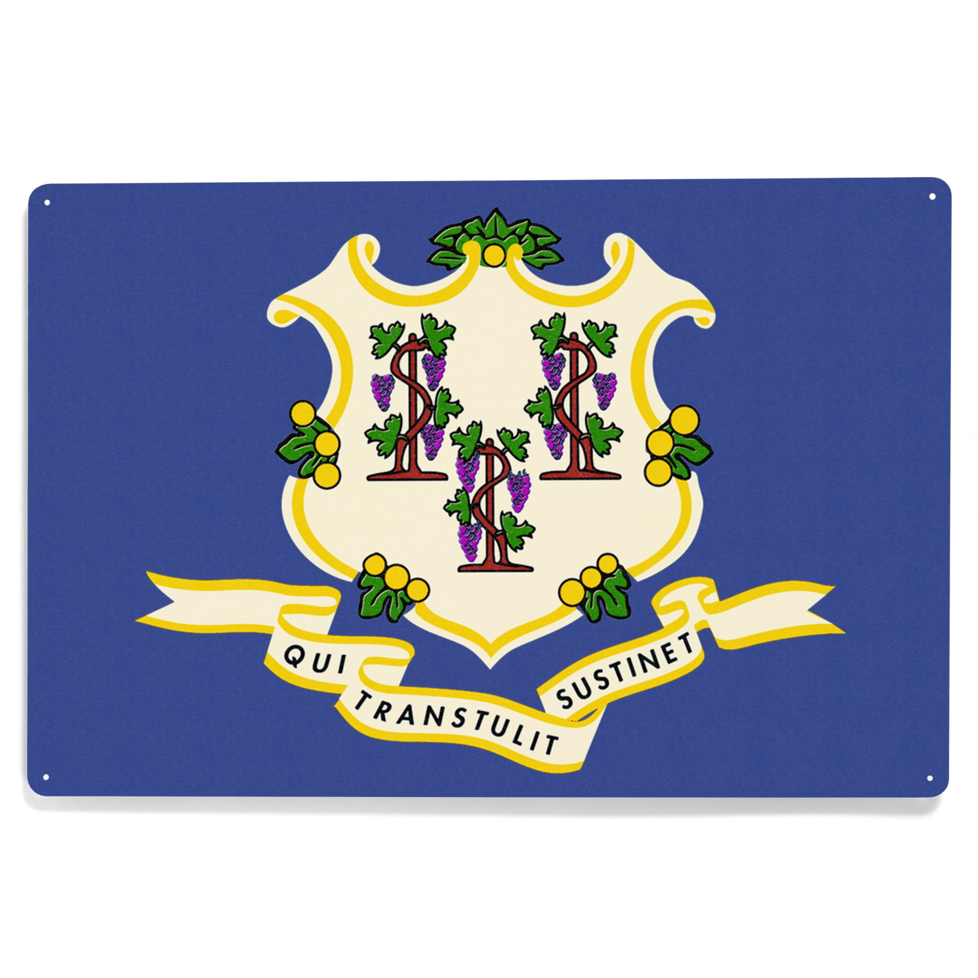 Connecticut State Flag, Letterpress (12x18 Aluminum Art, Indoor Outdoor ...
