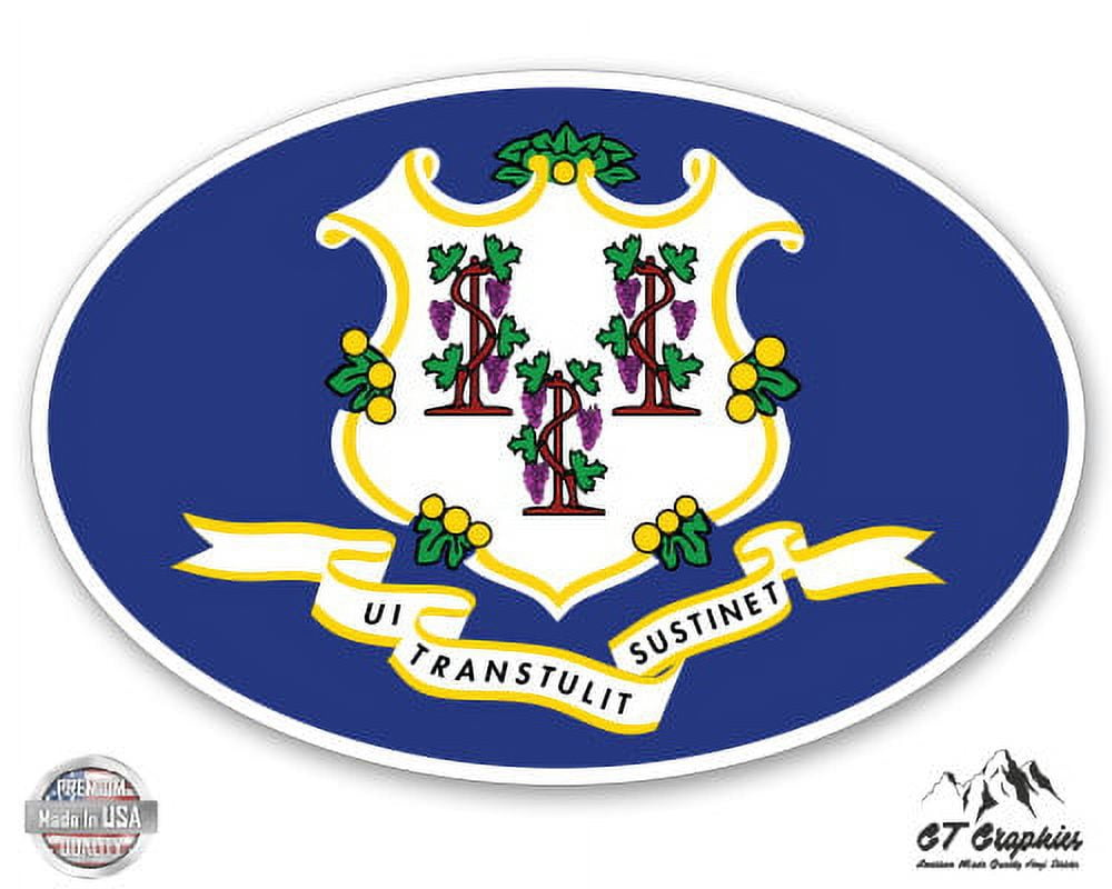 Connecticut State Flag Oval - 12" Vinyl Sticker Waterproof Decal ...