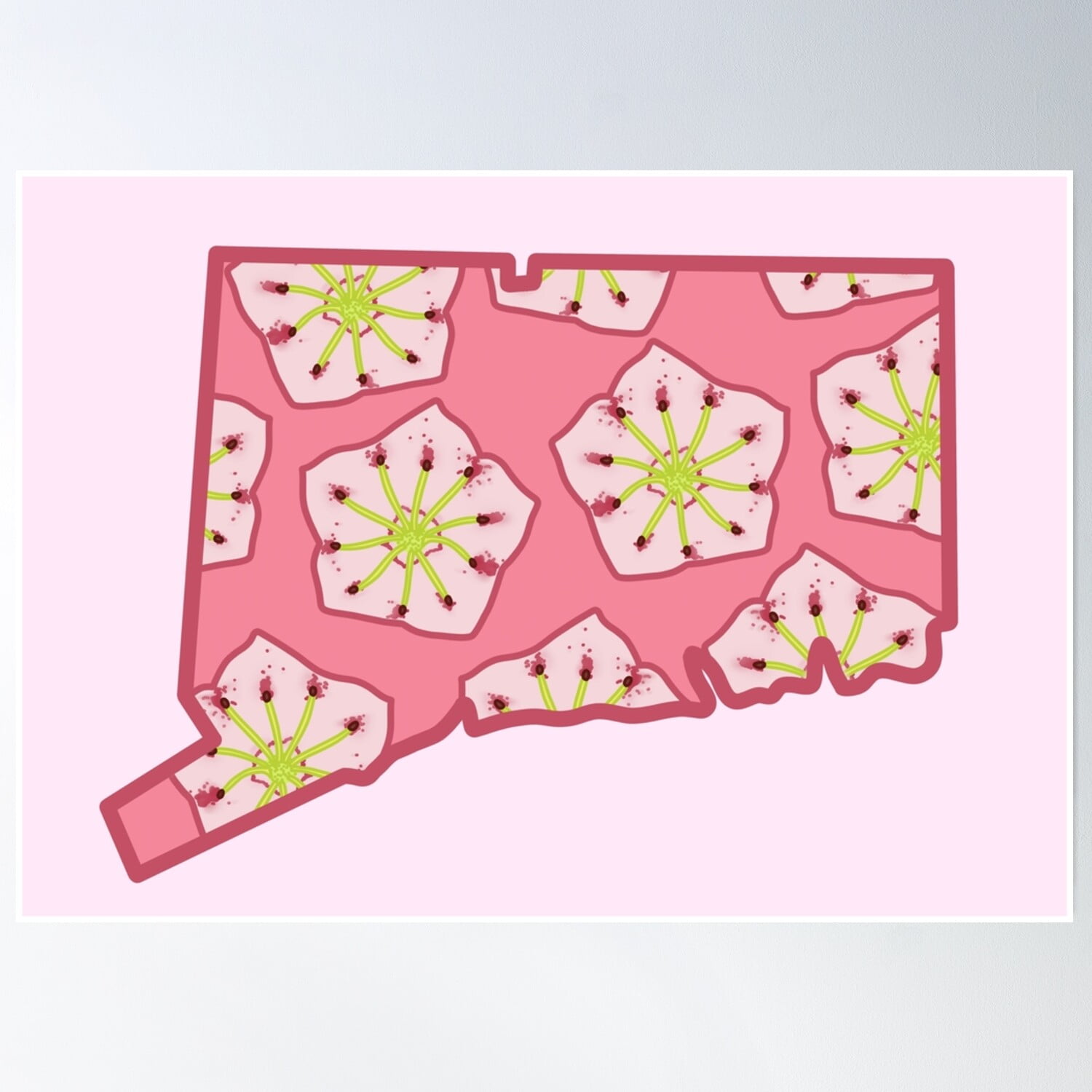 Connecticut State Flower Mountain Laurel Poster Wall Art, Modern Wall ...