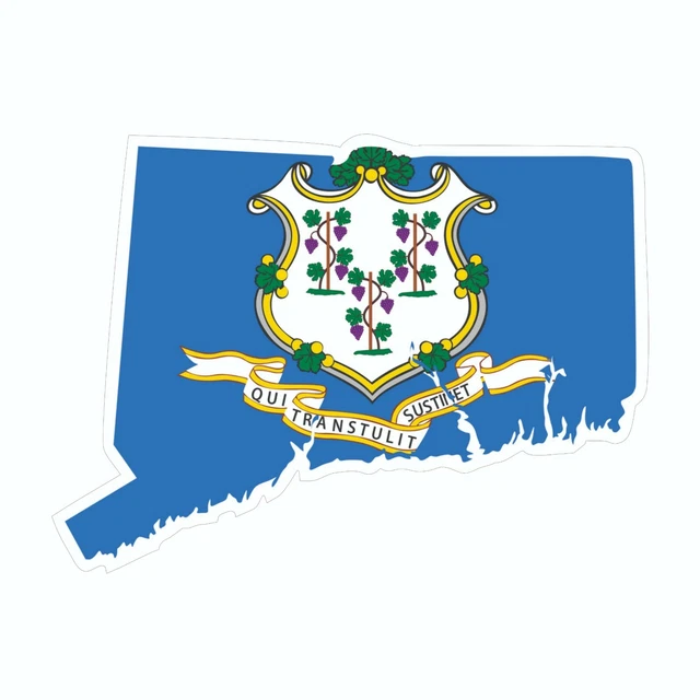 Connecticut State Map Outline With Flag Sticker, Vacation Sticker Phone ...