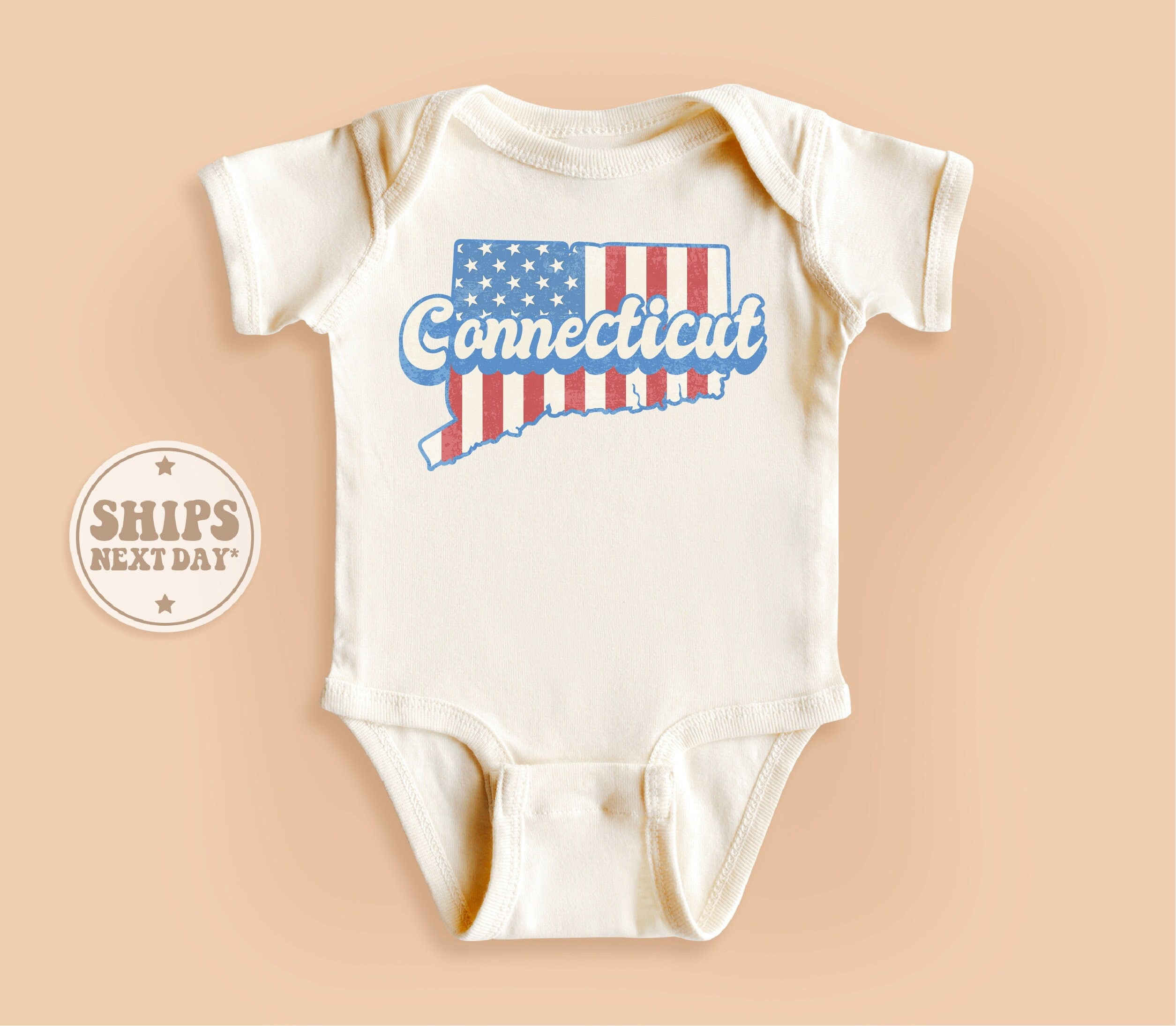 Connecticut State Onesie, Connecticut Map Baby Bodysuit, Cute Natural ...