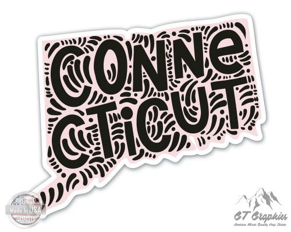 Connecticut State Shape Cute Letters Native Local - 8" Vinyl Sticker ...