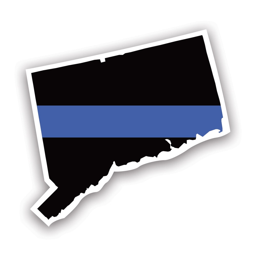 Connecticut State Shaped The Thin Blue Line Sticker Decal - Self ...