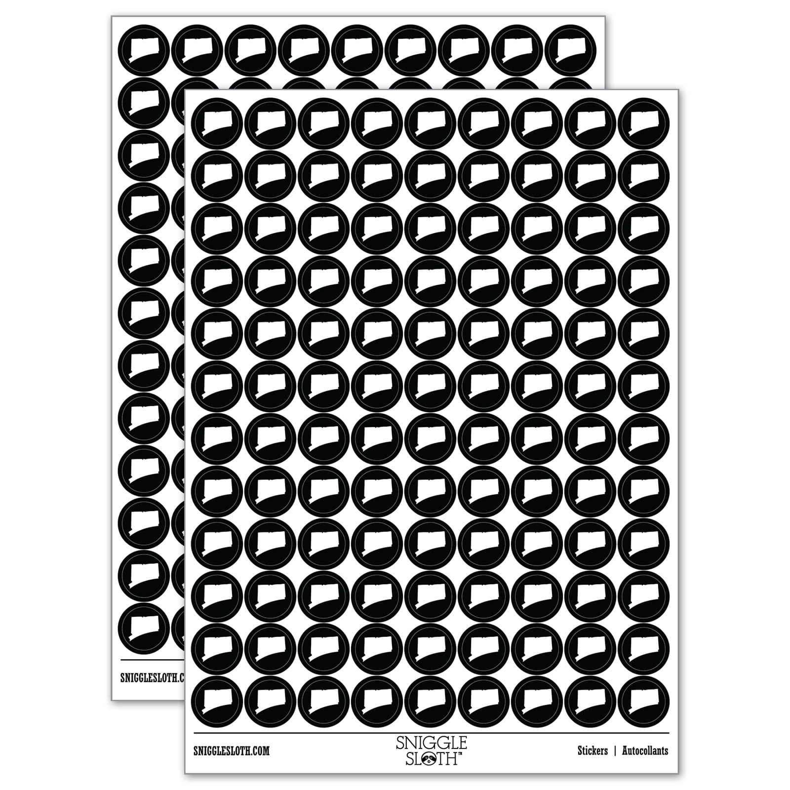 Connecticut State Silhouette 200+ Round Stickers - Black - Gloss Finish ...