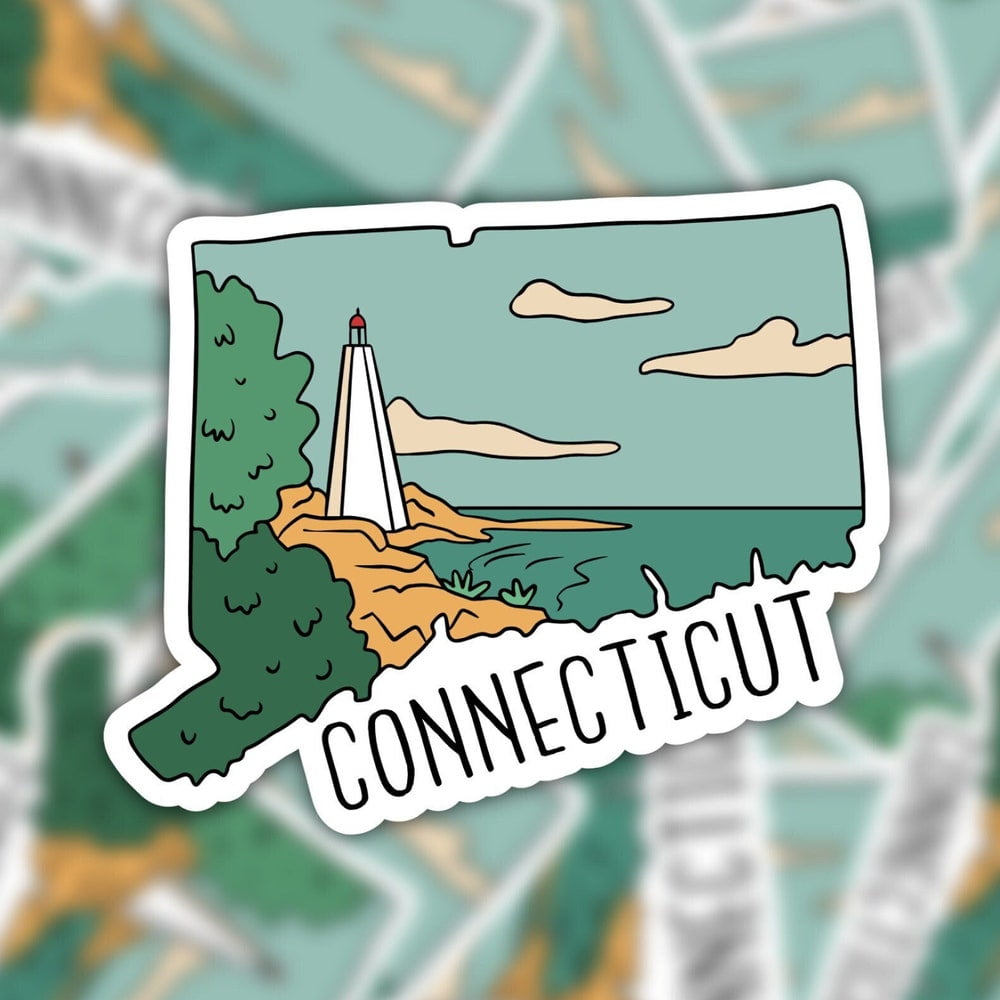 Connecticut State Sticker, Connecticut Map-Shaped Sticker, Us State ...