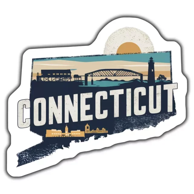 Connecticut State Sticker, Vintage Travel Decal, Retro Style Souvenir ...