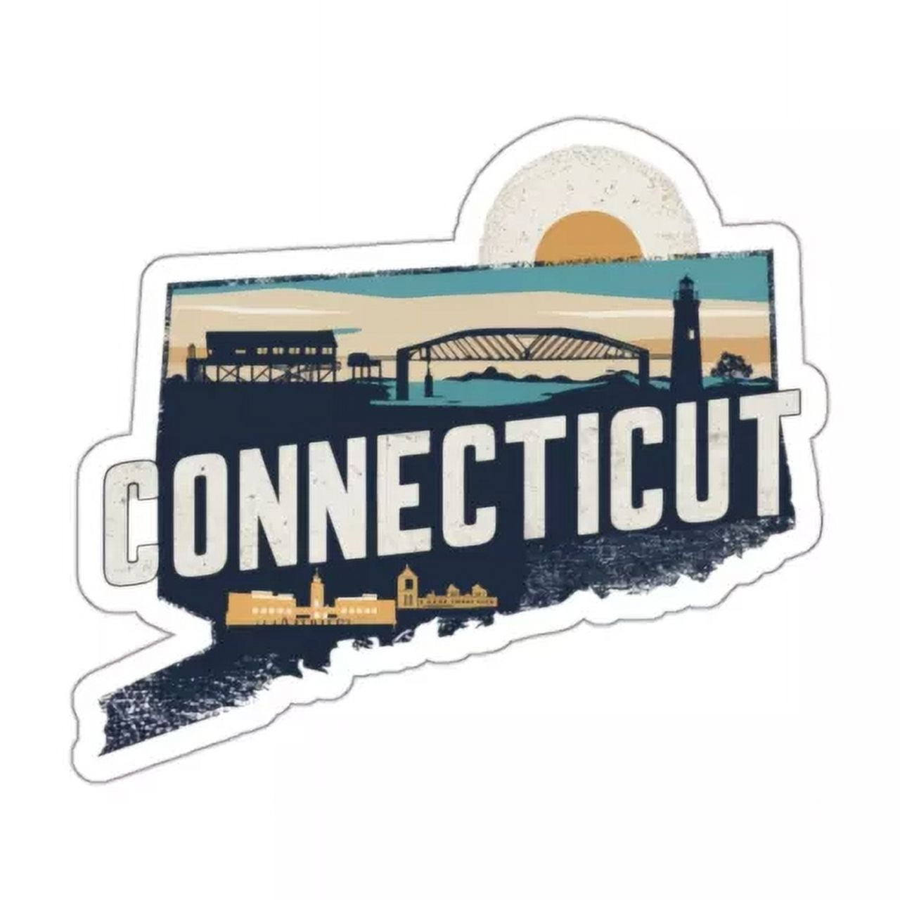 Connecticut State Vinyl Stickers Aesthetic Design United States Of ...