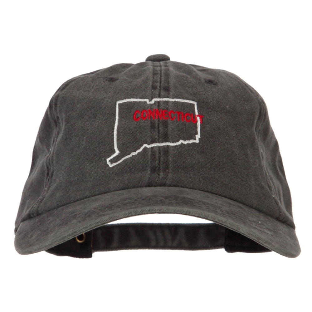 Connecticut with Map Outline Embroidered Washed Cotton Twill Cap ...