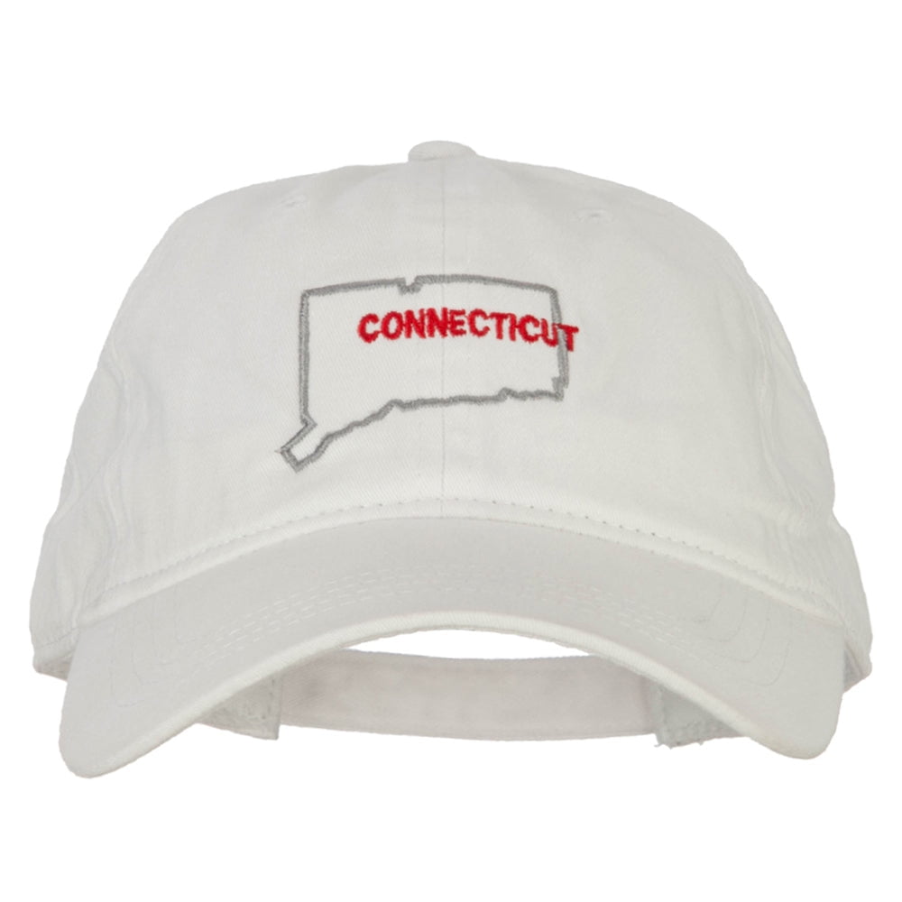 Connecticut with Map Outline Embroidered Washed Cotton Twill Cap ...