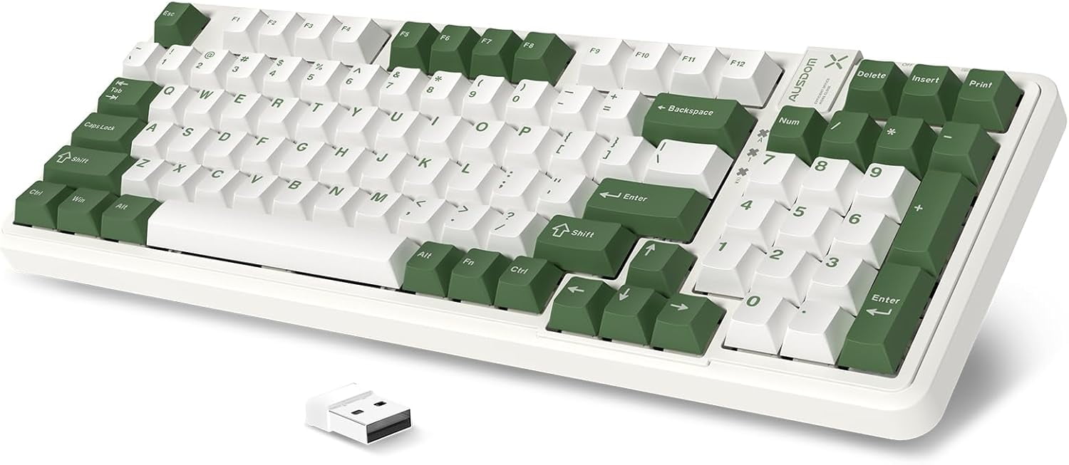Connection Modes- The AUSDOM 98Pro wireless mechanical keyboard is an ...