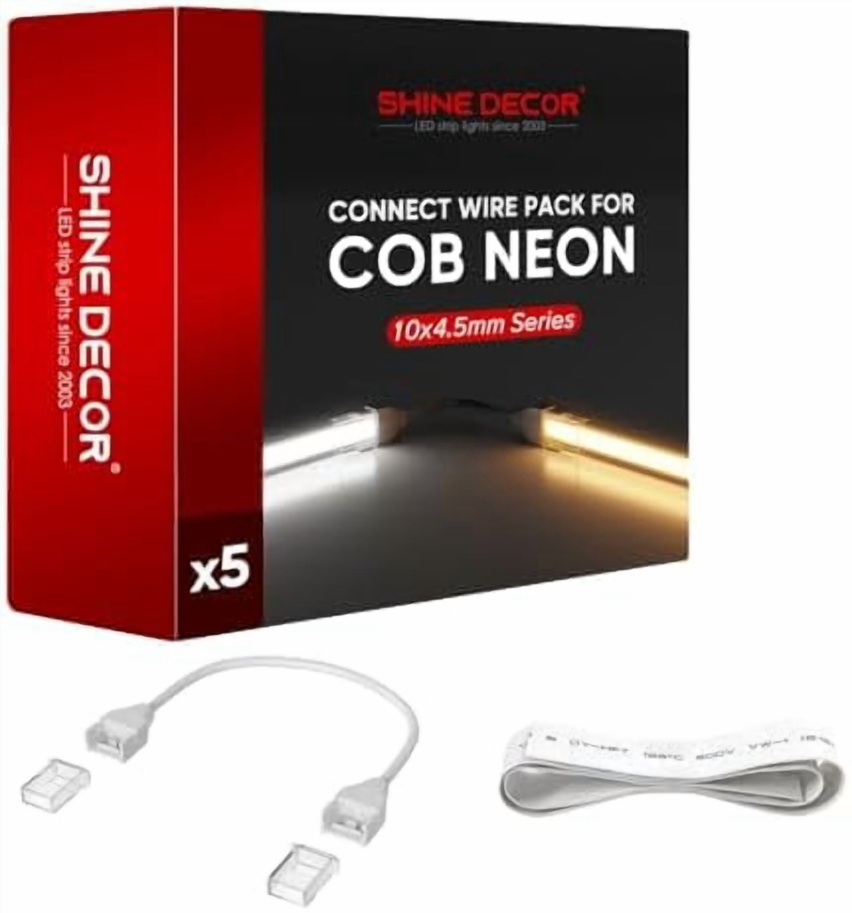 Connection Wire Pack of 5 for Only 120V Flexible 10x4.5mm COB LED Neon ...