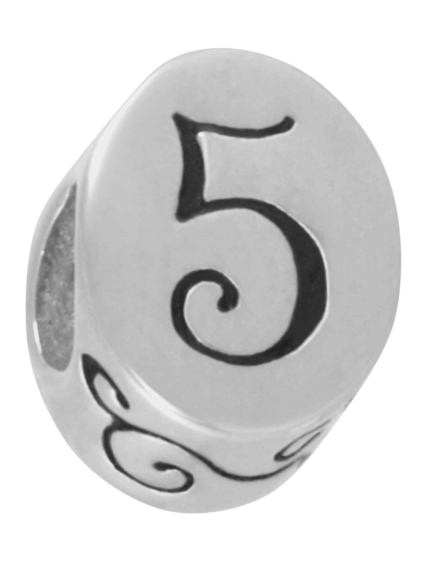 Hallmark- Connections, Women's Stainless Steel Number 5 Charm Bead ...
