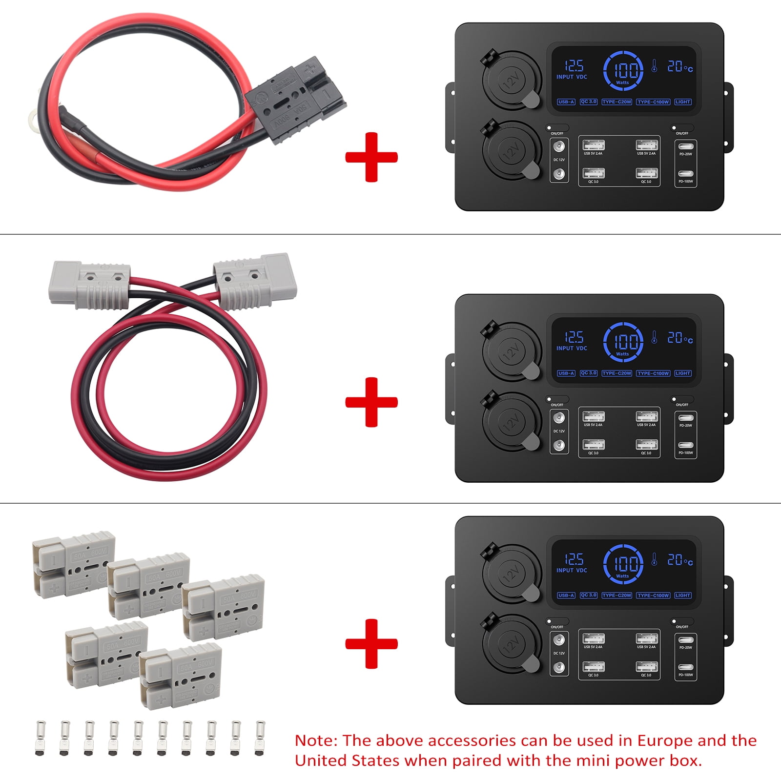 Connector,50amp Cable Kit 5 Pcs 50amp Kit Recovery Winch Quick Cable ...