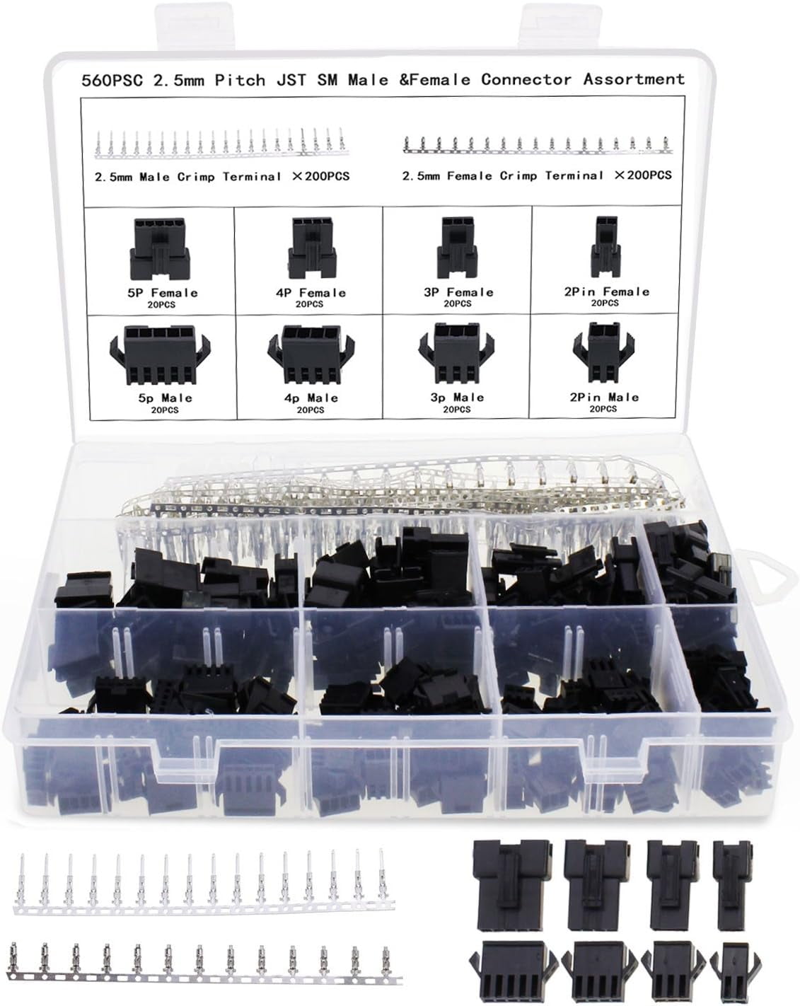 Connector Kit for Battery Building, Compatible with JST-XHP Connector AC DC Interface for ...