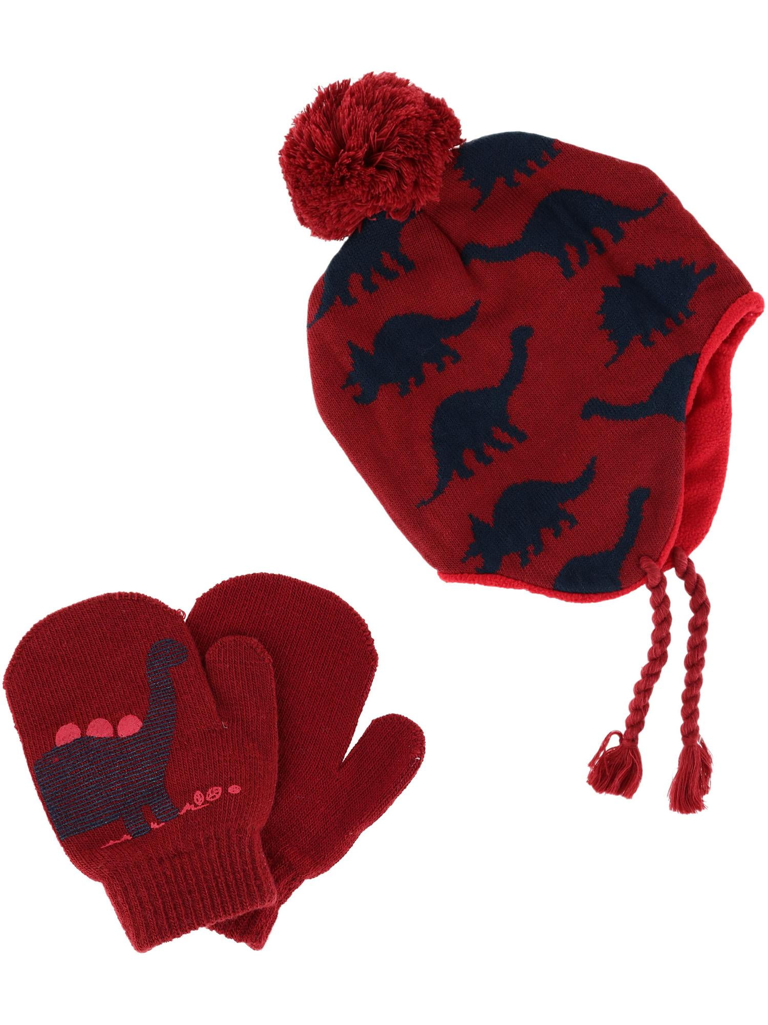 Connex Gear Toddler Boy's 2-4 Dinosaur Aviator Hat and Mitten Set ...