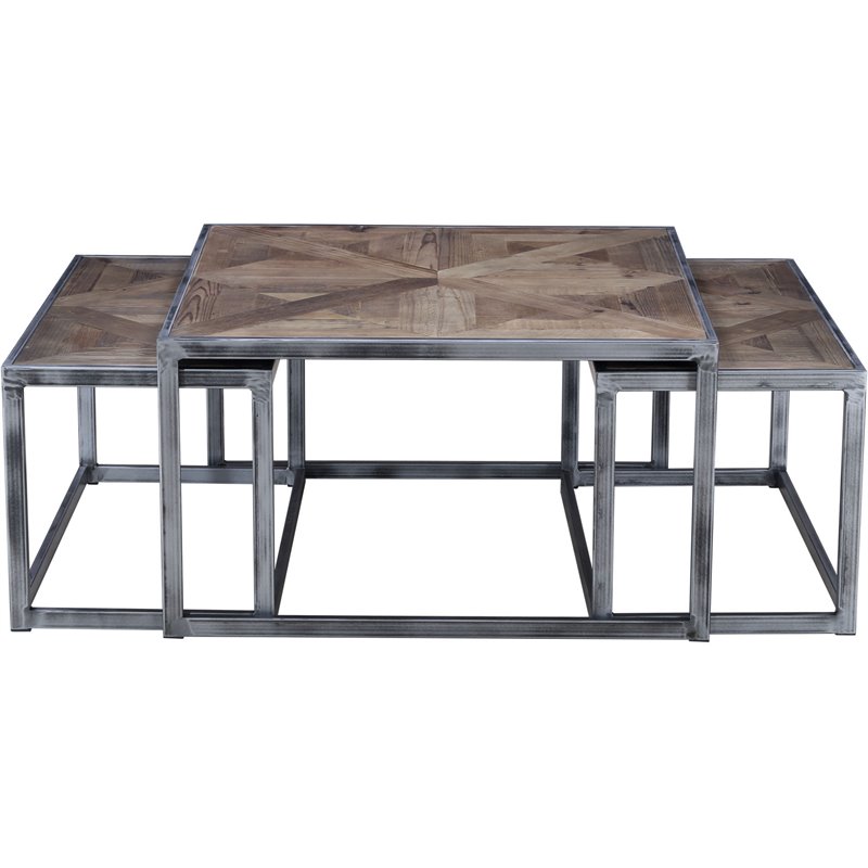 Connexion Decor Ardham Wood & Metal Coffee Table Set in Natural ...