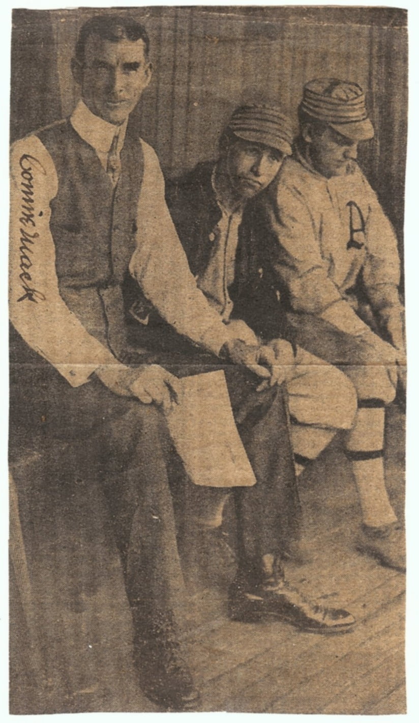 Connie Mack Signed Autographed Newspaper Photo Seated in Dugout JSA ...