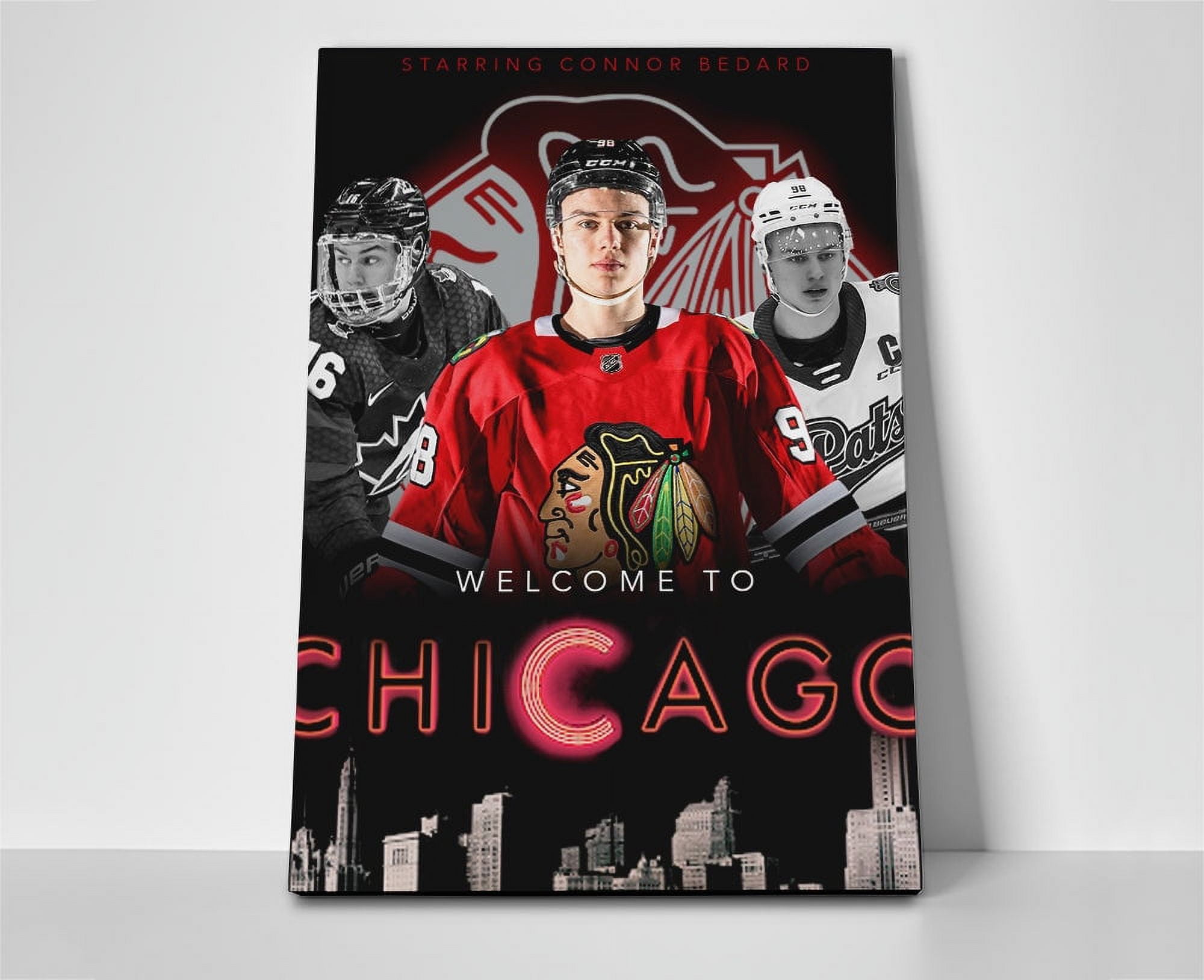 Connor Bedard Blackhawks Poster or Wrapped Canvas - Walmart.com