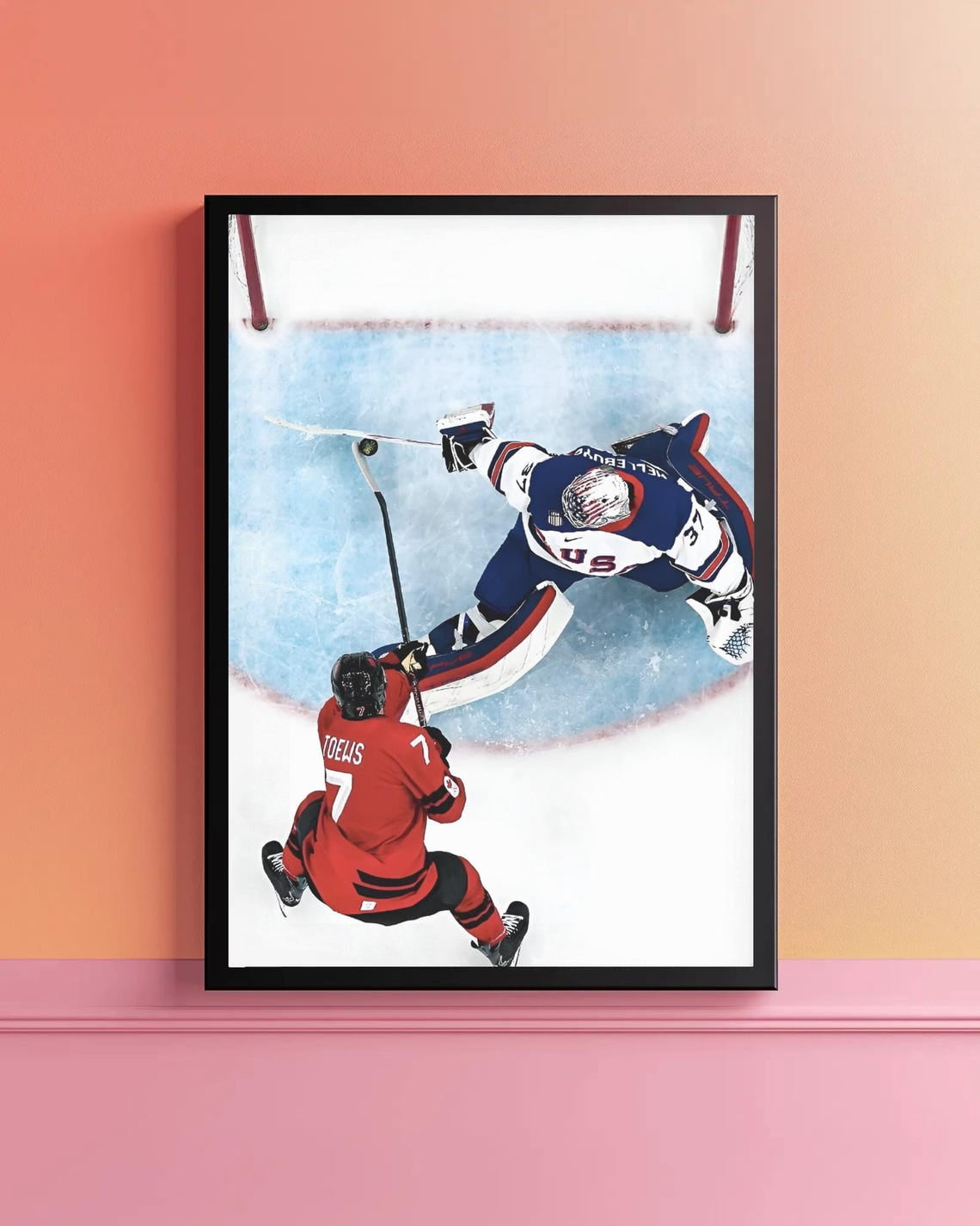 Connor Hellebuyck Legendary Save Iconic Gold Game Moment Wall Art ...