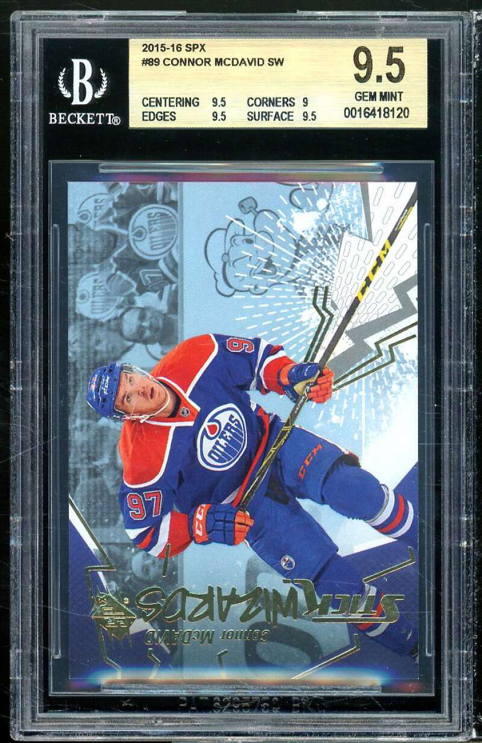 Connor McDavid Rookie Card 2015-16 SPx #89 BGS 9.5 (9.5 9 9.5 9.5 ...