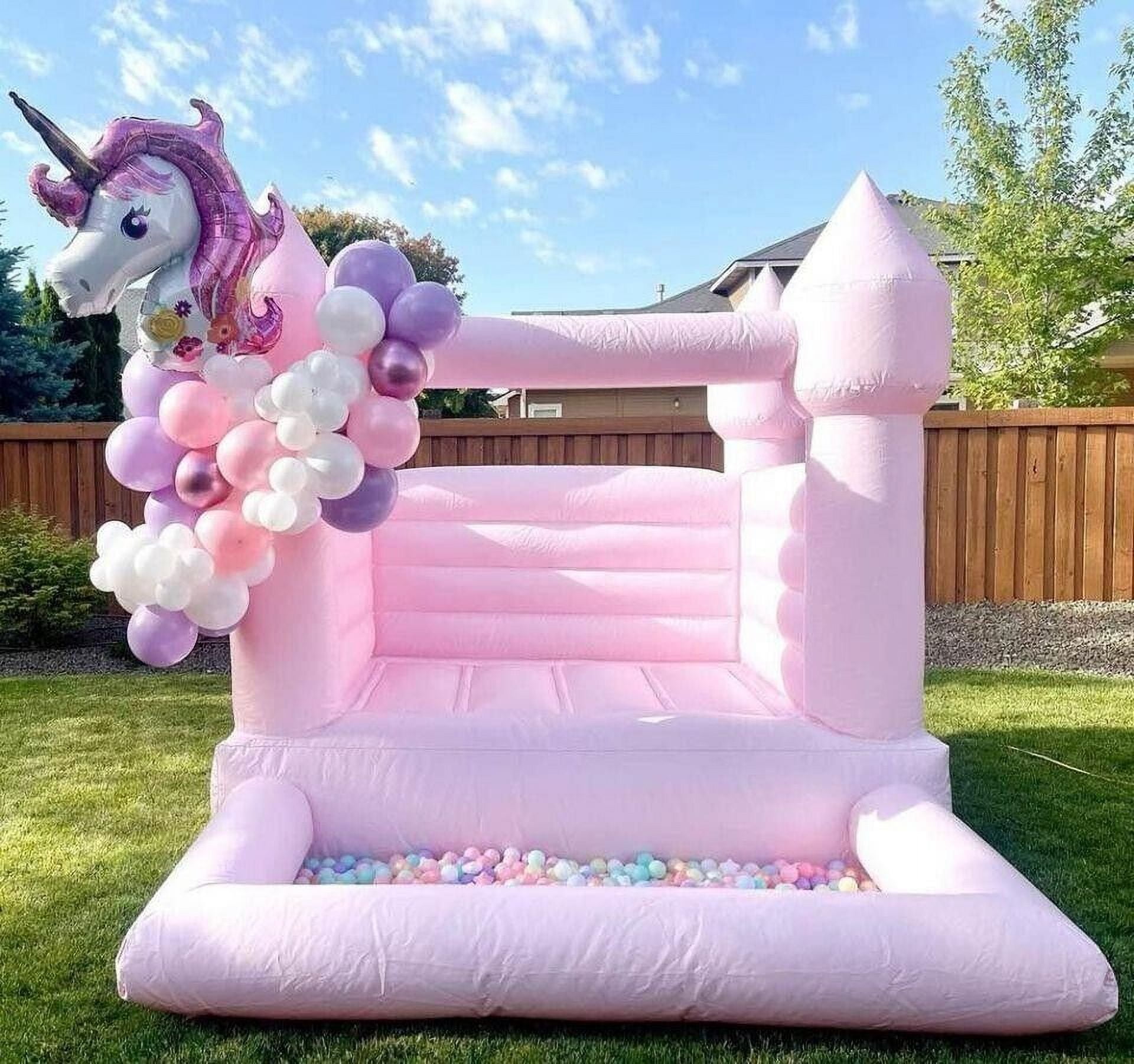 Connsann Pink Bounce House Castle with Ball Pit, Inflatable Jumping Bed ...
