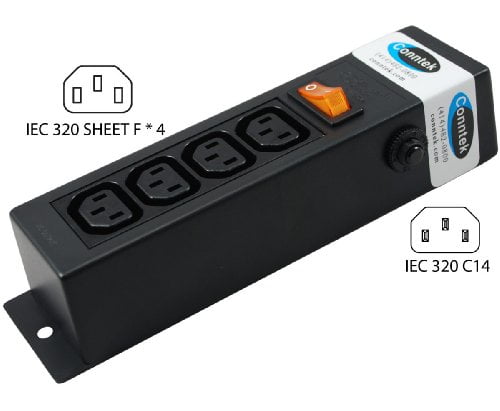 Conntek 55705 Power Strip 250 Volt 7-1/2-Inch Housing IEC C14 Inlet to ...