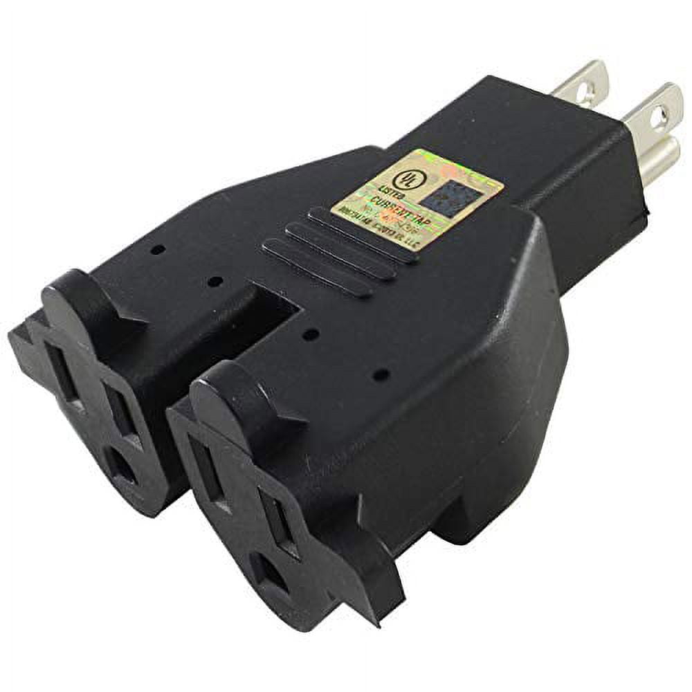 Conntek RL-30104 U.S. 3-Prong Heavy Duty Dual Outlet Adapter, Black ...