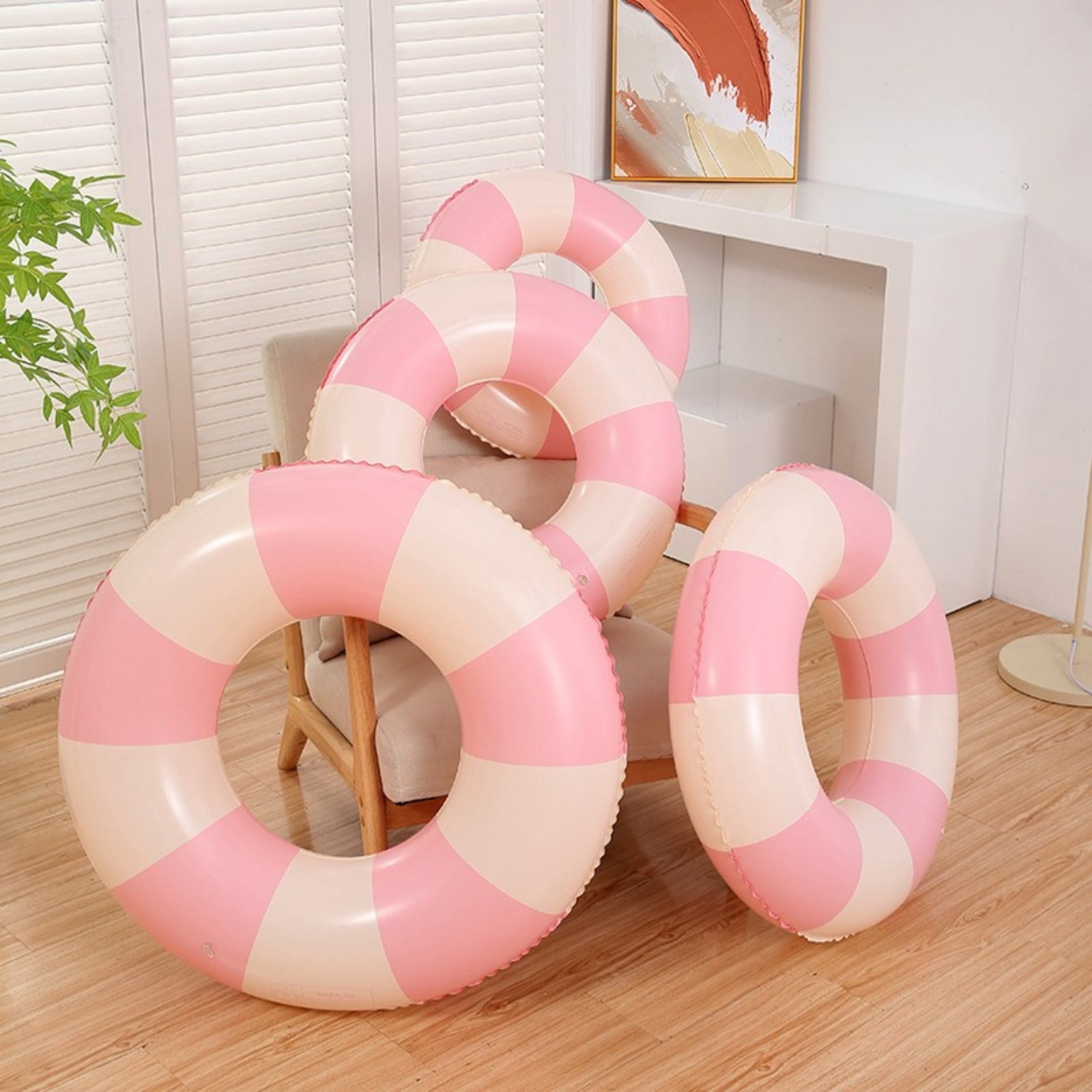 Connue Retro Stripes Kids Swimming Rings, Summer Pool Inflatable Round ...