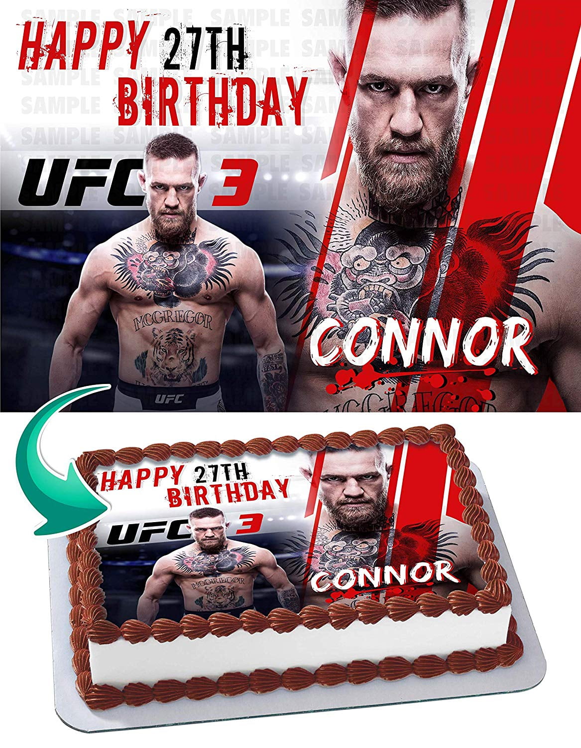 Conor McGregor Edible Cake Image Topper Personalized Picture 1/4 Sheet ...