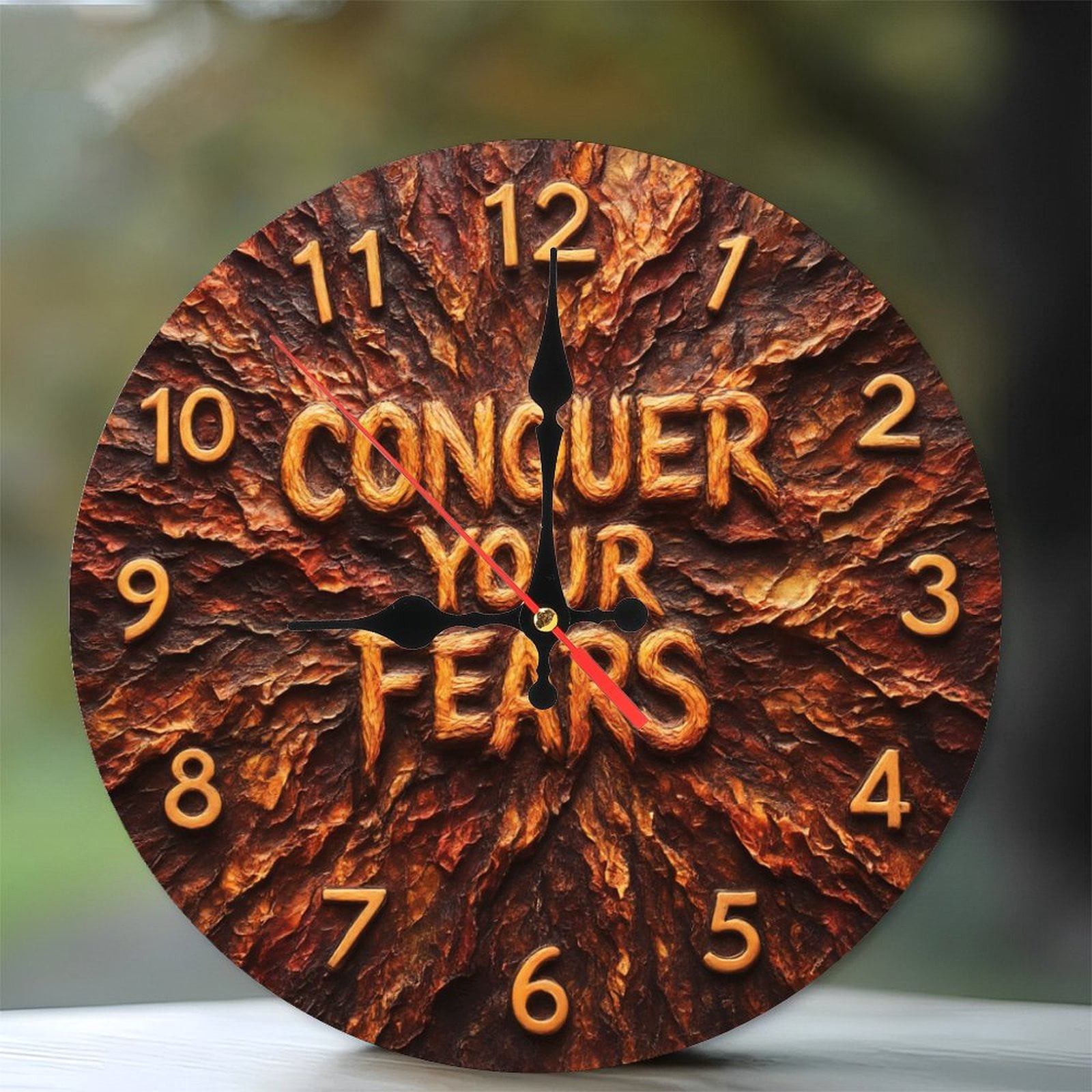 Conquer Your Fears Motivational Wall Clock Rustic Design Home Decor 10 ...