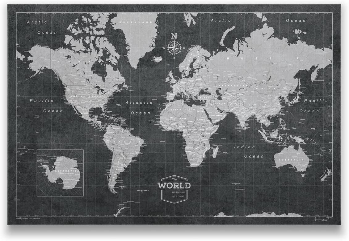 Conquest Maps World Map Poster Modern World Map Style Decor to Track ...