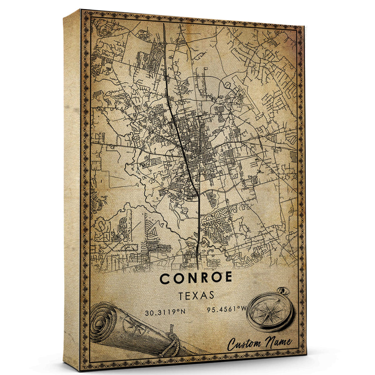 Conroe Map Poster, Texas Map Art Poster, Canvas, Conroe Map City ...