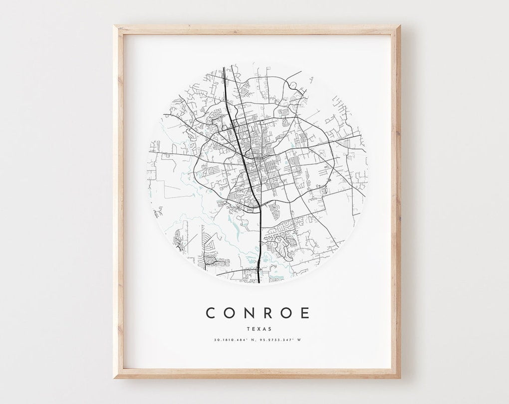 Conroe Map Print, Conroe Map Poster City Wall Art, Tx Road Map, Texas ...