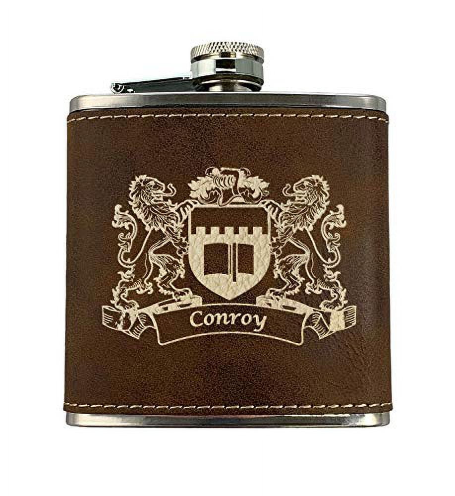 Conroy Irish Coat of Arms Leather Flask - Rustic Brown - Walmart.com