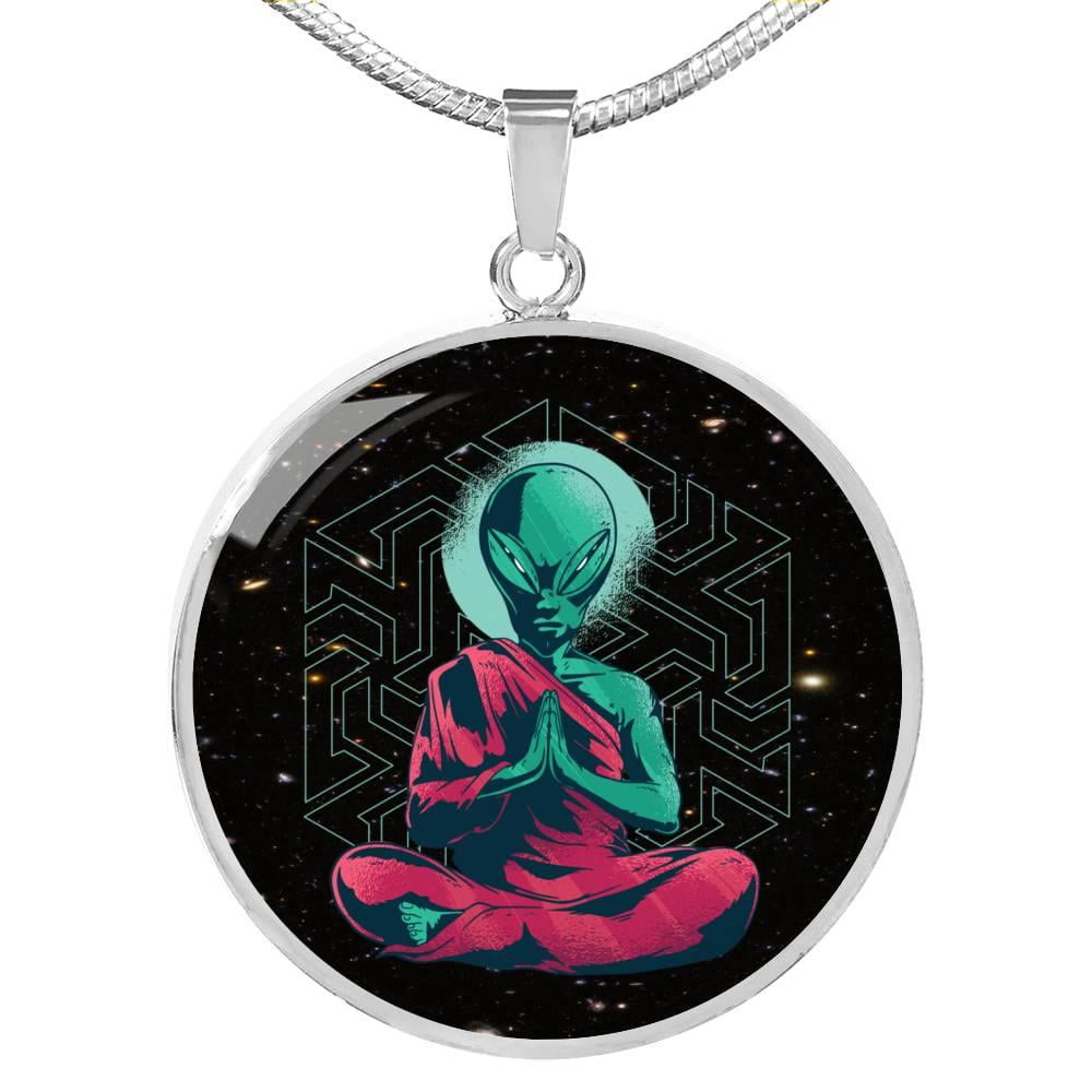 Consciousness Alien Circle Pendant UFO Alien Fan Necklace Stainless ...
