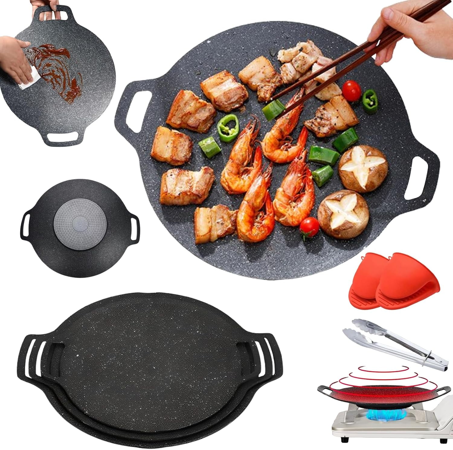 Consecutive Grill Pan, Iron with Non-stick Coating Round Baking Pan ...