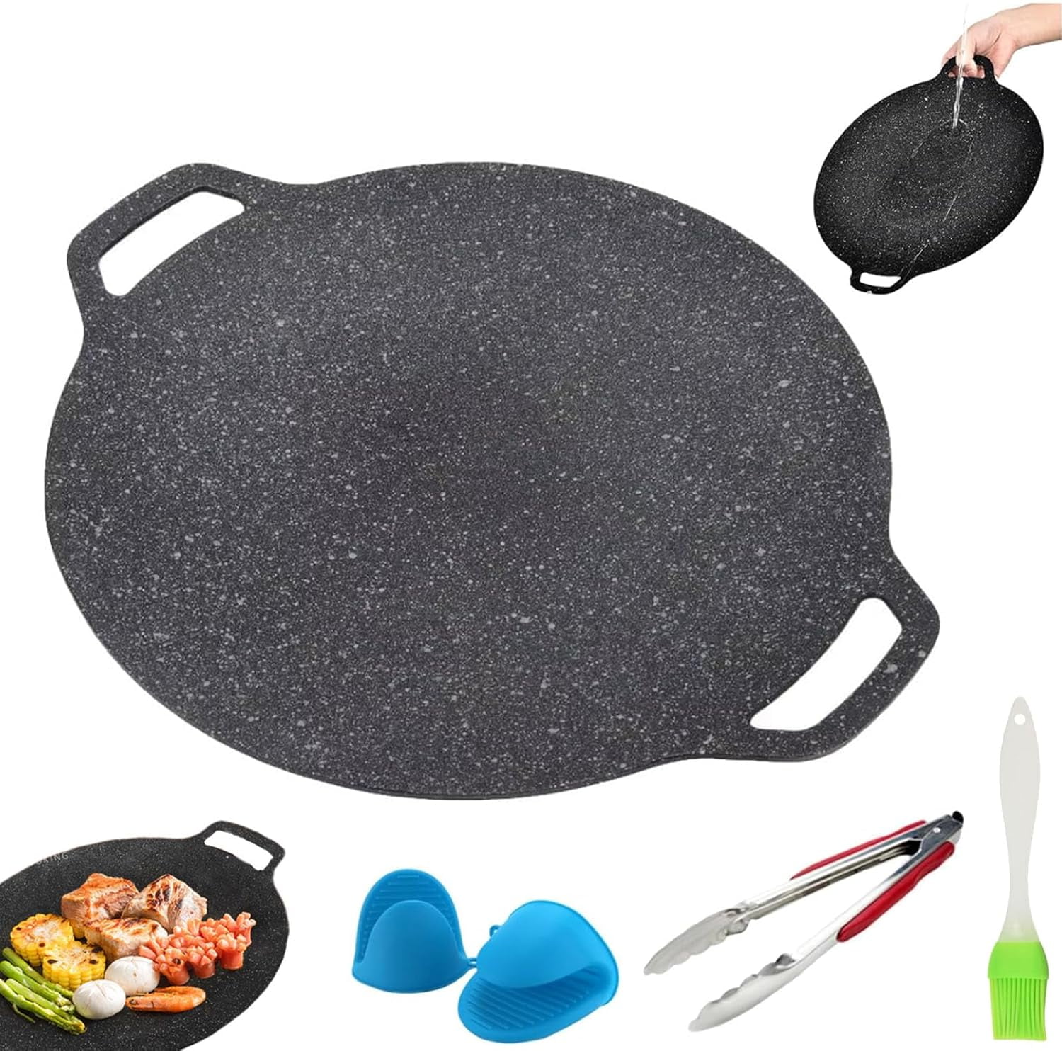 Consecutive Non-stick Round Baking Pan, Korean Grill Pan for Indoor ...